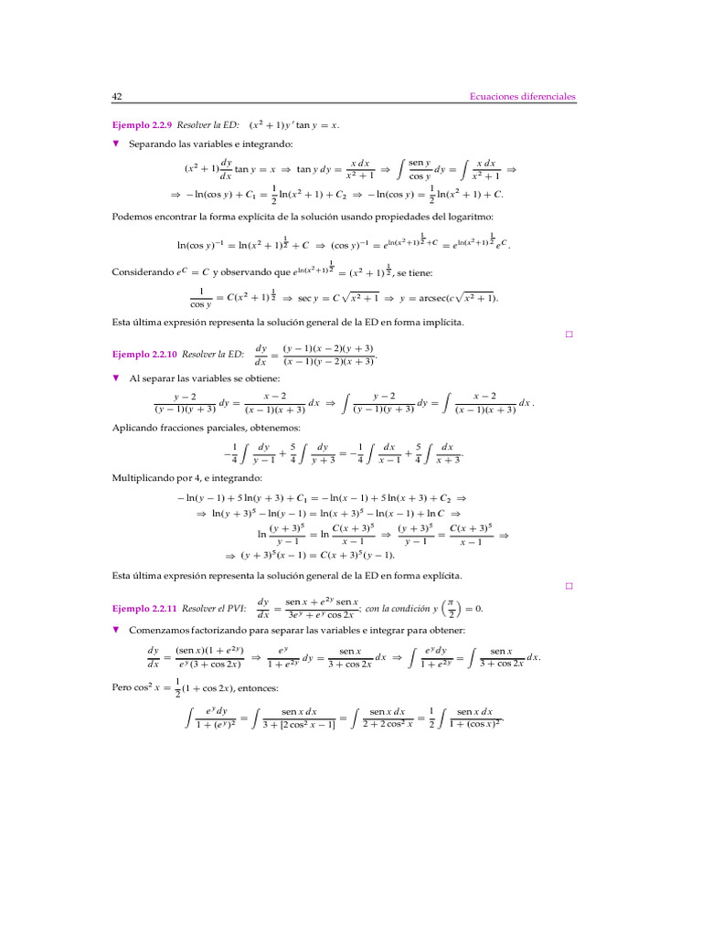 02 Variables Separables Ejercicios Resueltos 2 | PDF | Ecuaciones | Objetos matemáticos
