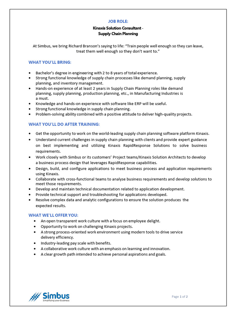 Kinaxis Solution Consultant Supply Chain Planning 1737014196 | PDF ...