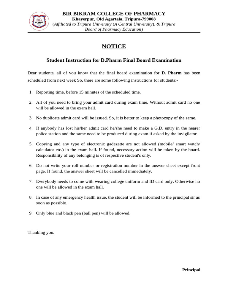 D.Pharm Final Exam | PDF