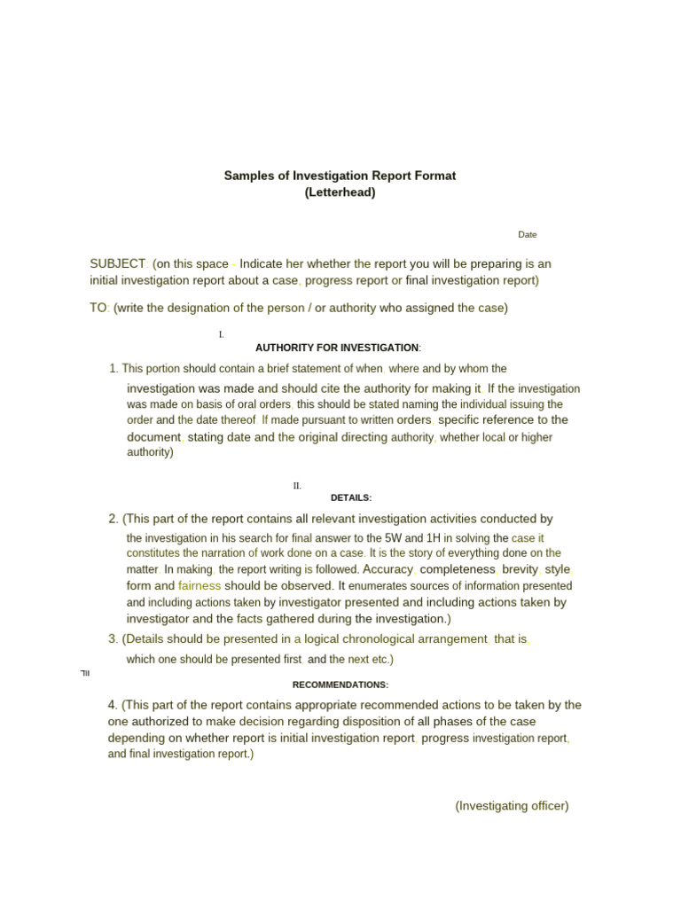 Investigation Report Format Samples | PDF | Testimony | Truth