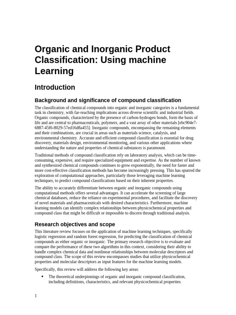 Organic and Inorganic Product Classification - Using Machine Learning | PDF | Regression ...