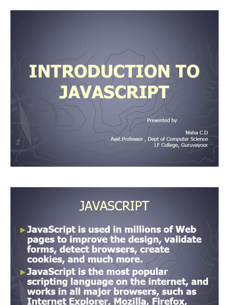 Introduction To Introduction To Javascript Javascript Javascript Javascript | PDF | Java Script ...