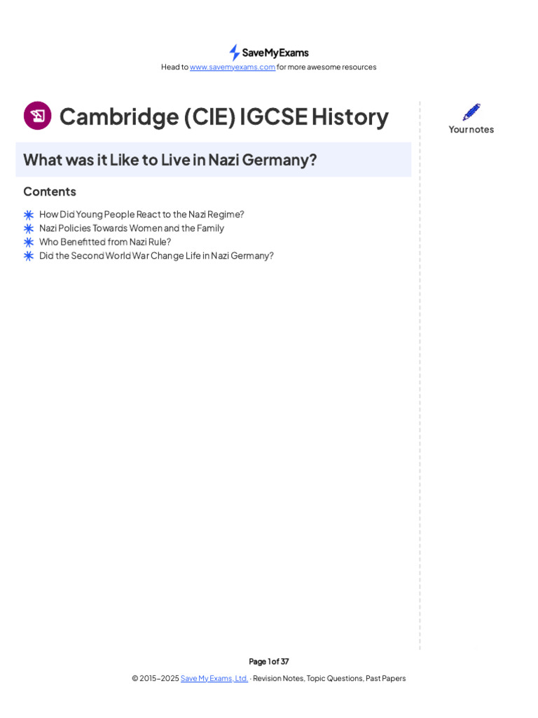 Igcse History Revision Note | PDF | Nazi Germany | Nazism