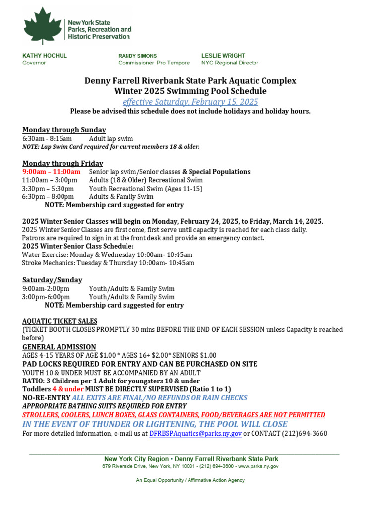 Riverbank AQUATICSSwimming Pool Schedule Winter 2025 | PDF | Auto Races ...