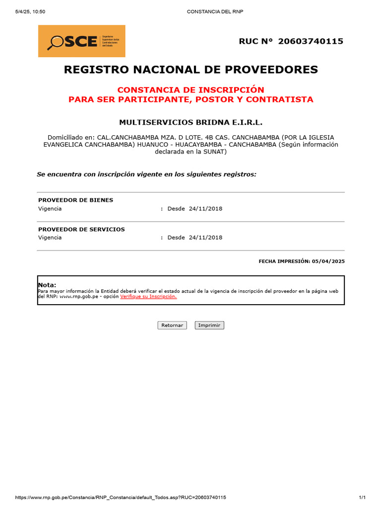 CONSTANCIA DEL RNP | PDF