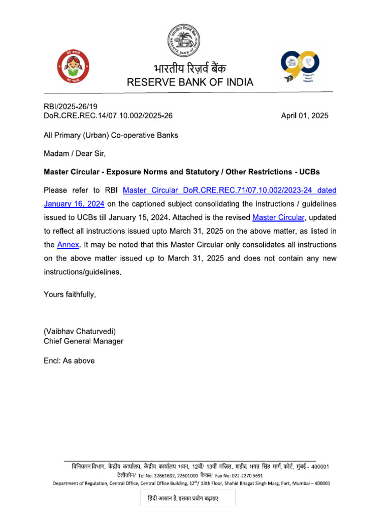 RBI Circular - 01042025 | PDF