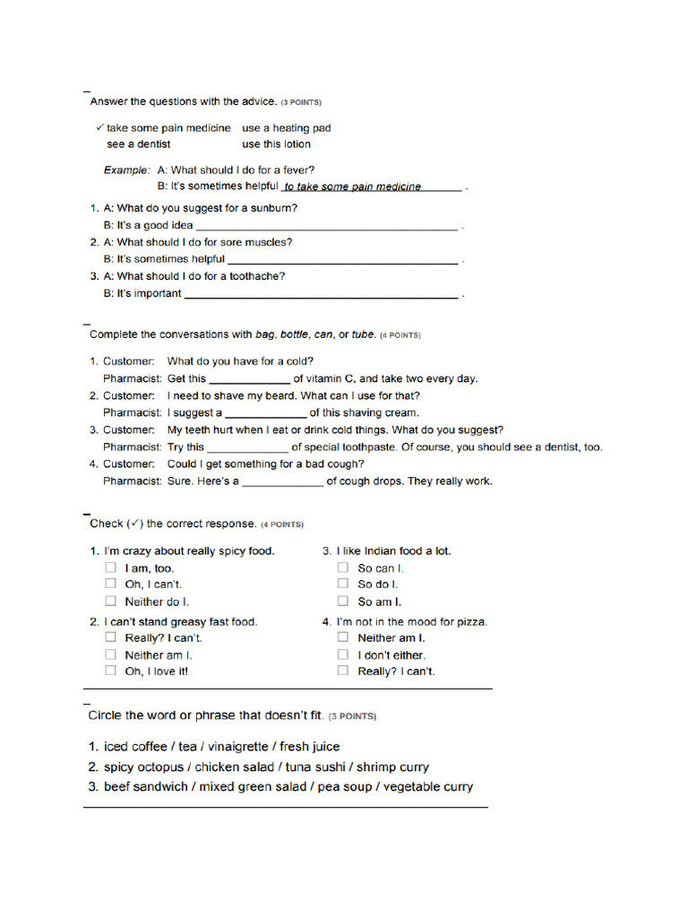 Book 1 Final Practice | PDF