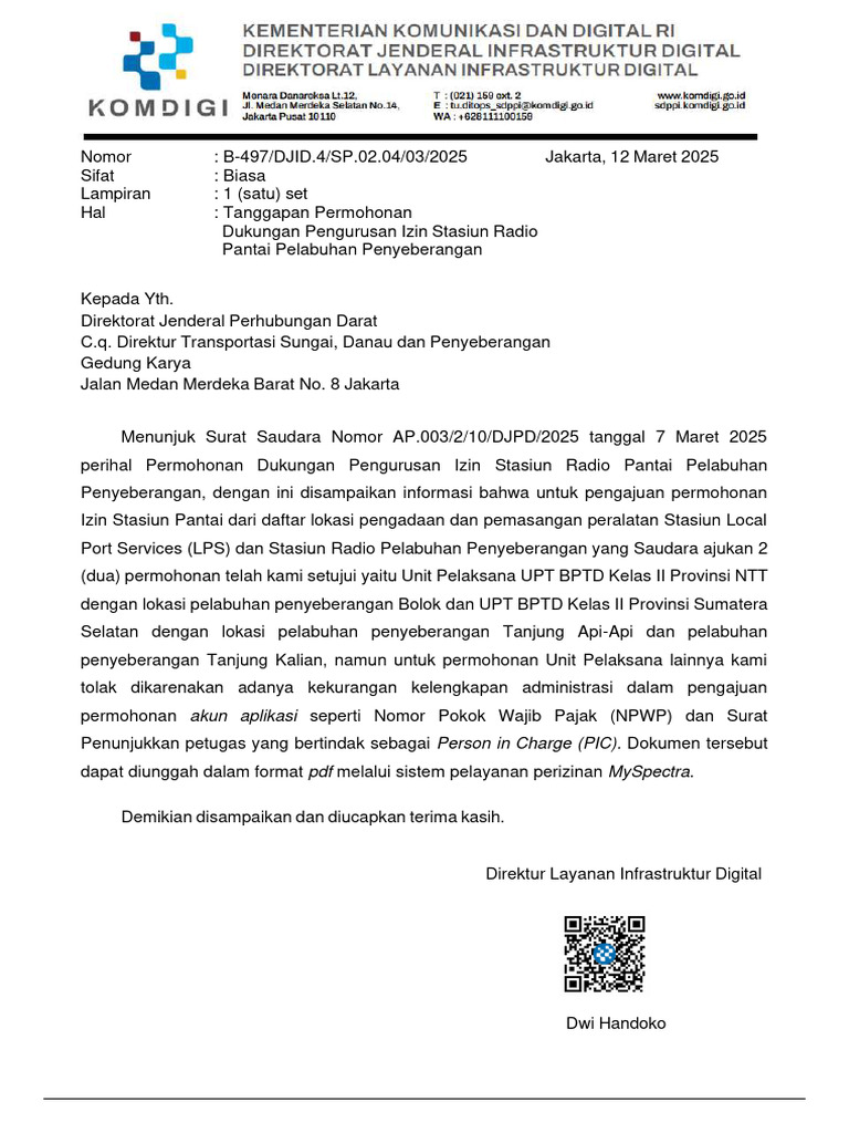 497-12-03-2025-TANPA PARAF-Surat Direktur Terkait Tanggapan Permohonan ...