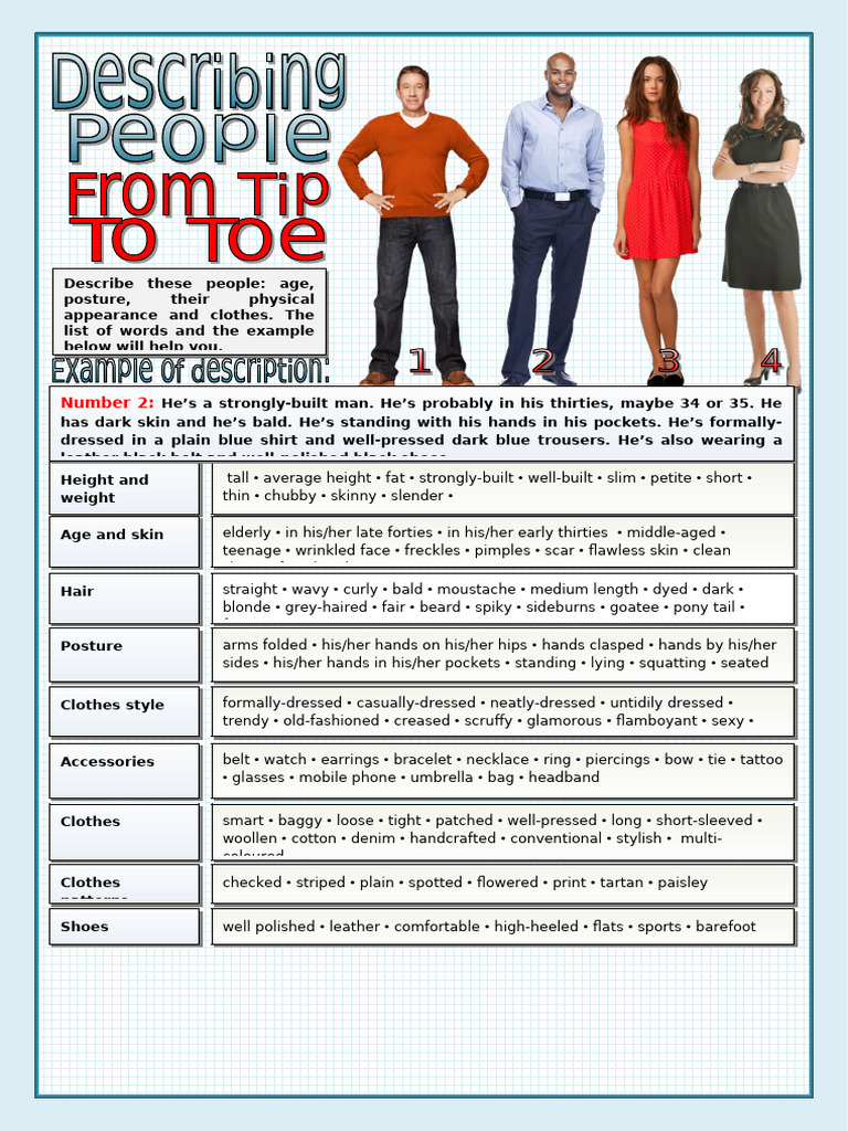 Describing People From Tip To Toe Vocabulary Picture Description ...