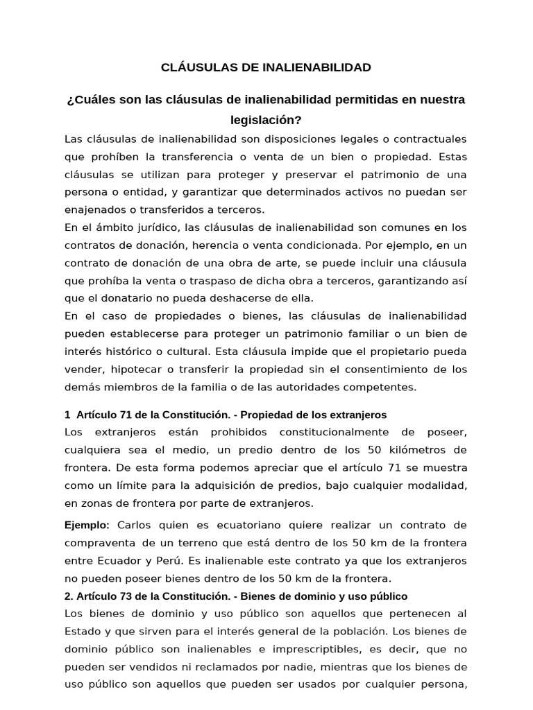 Inalienabilidad | PDF | Propiedad | Donación