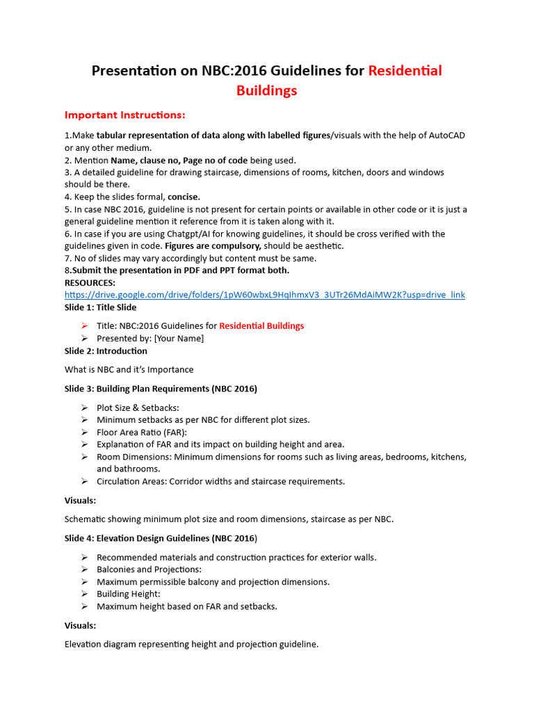 Assignment On NBC Guidelines For Residential Buildings | PDF | Building ...