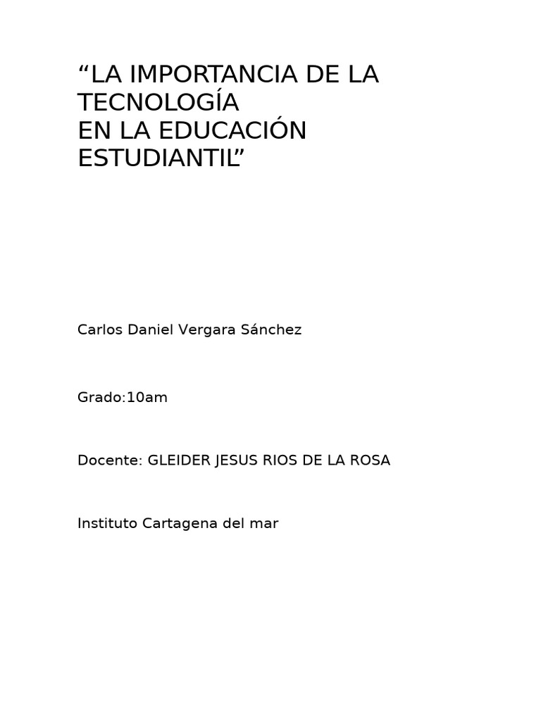 Tecnología en la Educación Estudiantil | PDF | Enseñando | Aprendizaje