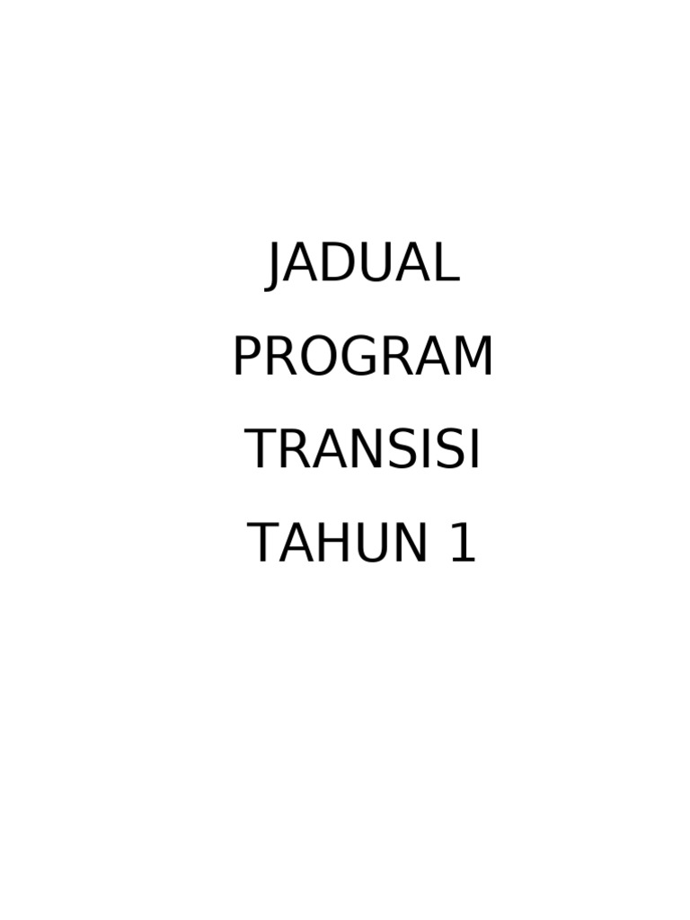 Jadual Program Transisi THN 1 New | PDF