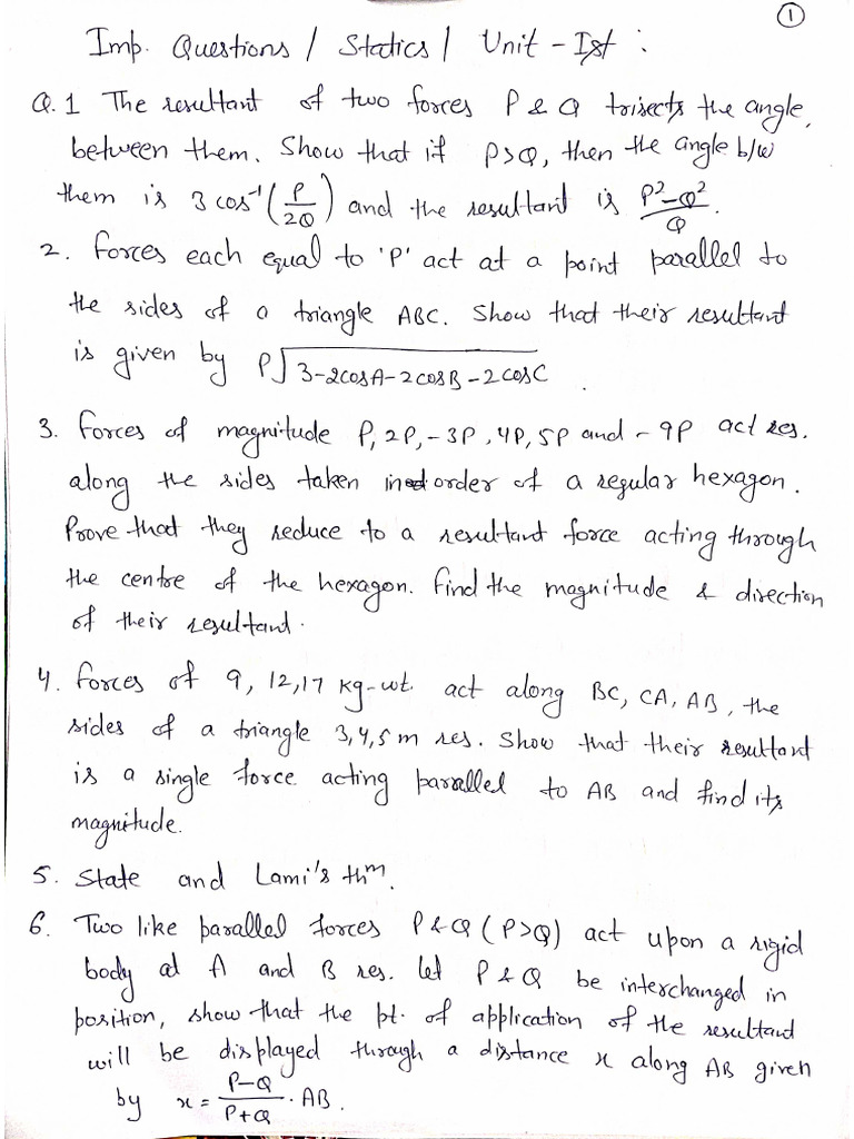 Statics Units 1st and 2nd | PDF