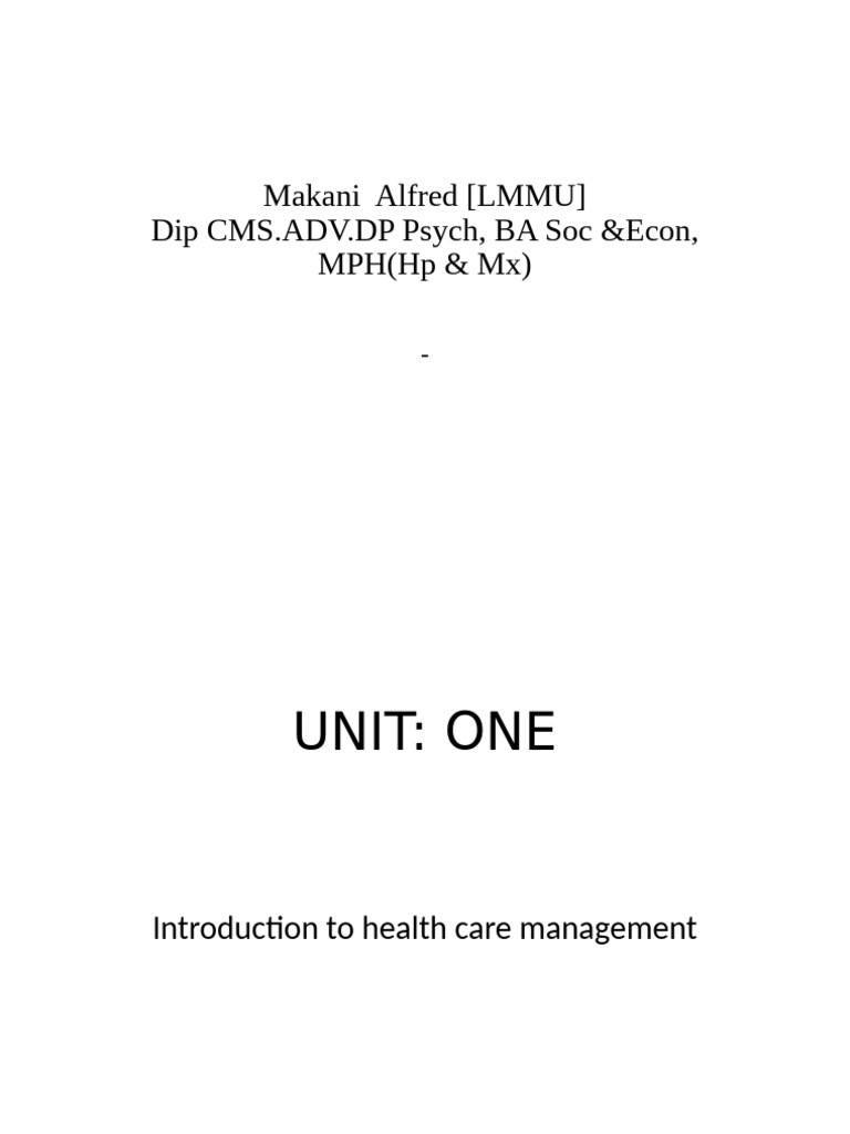 Introduction To Health Care Management | PDF | Leadership | Motivation