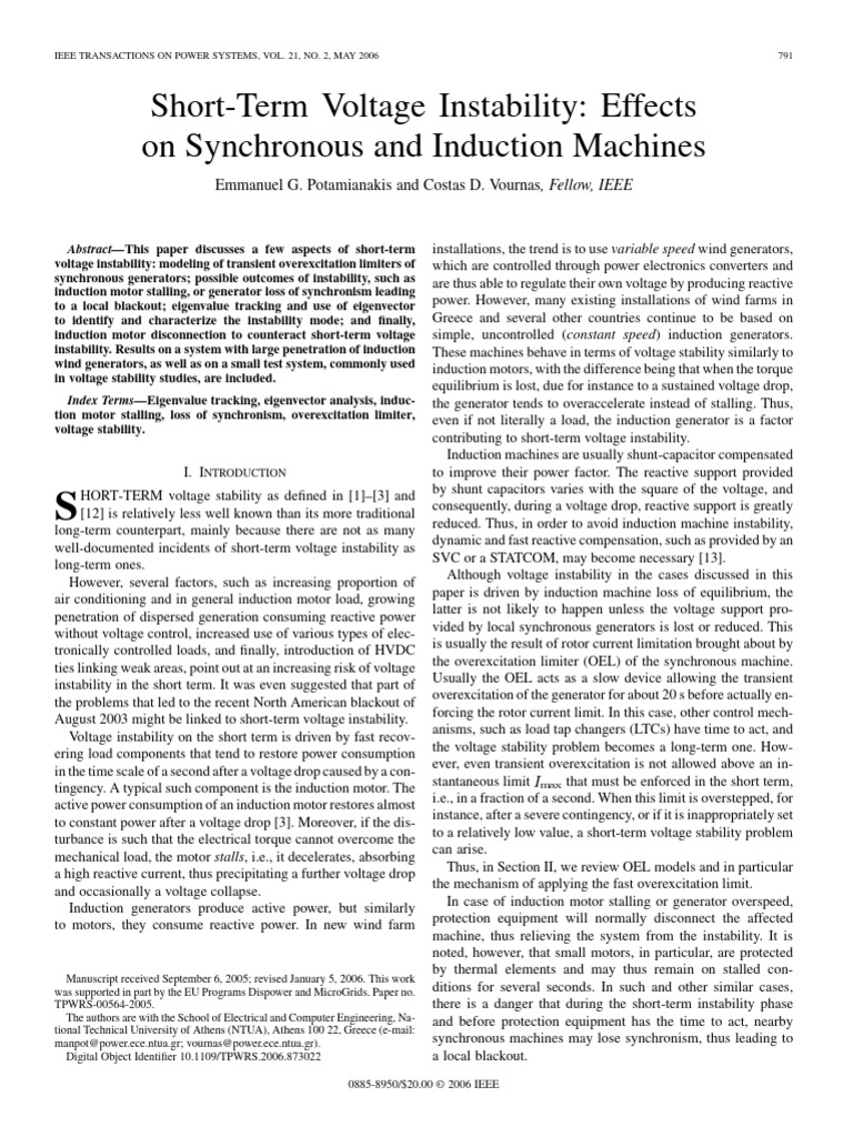 2006_Short-Term Voltage Instability Effects on Synchronous and ...