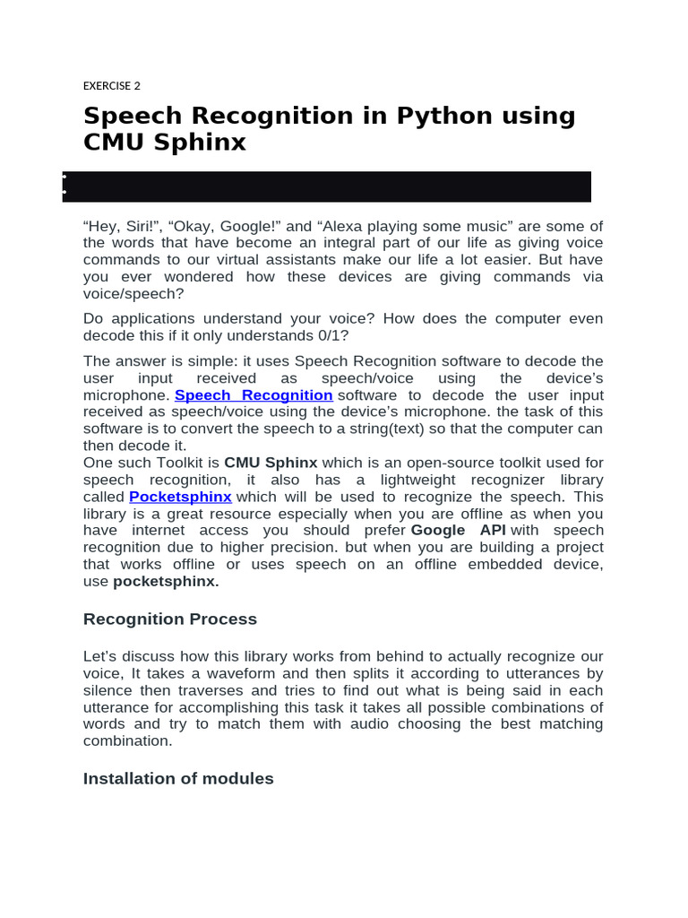 2. Sphinx speech recognition | PDF | Speech Recognition | Parameter (Computer Programming)