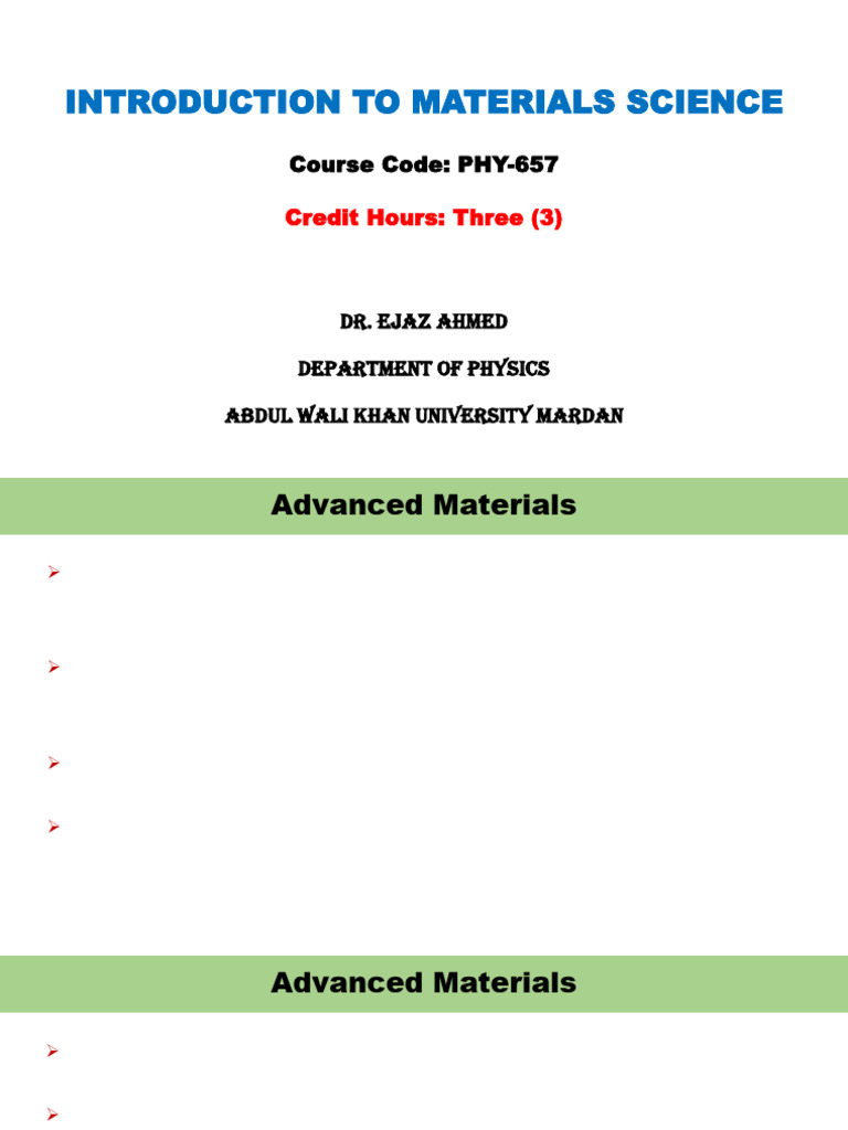 1-3 Introduction to Materials Science | PDF | Materials Science | Nanomaterials