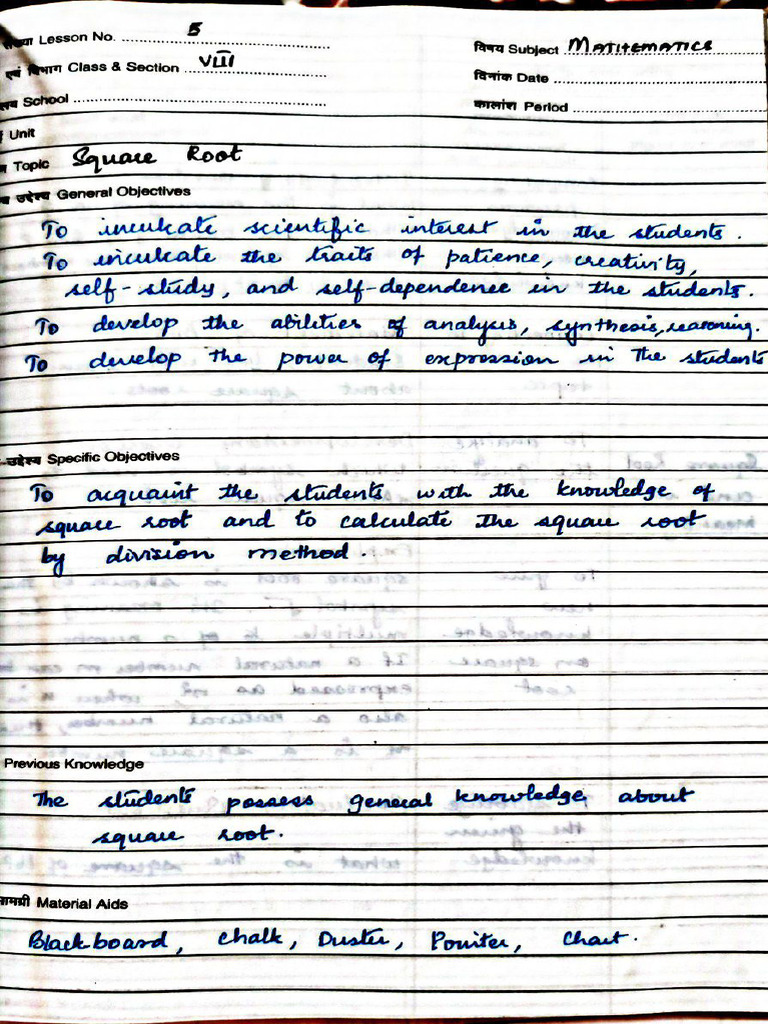Square Root-Lesson Plan | PDF