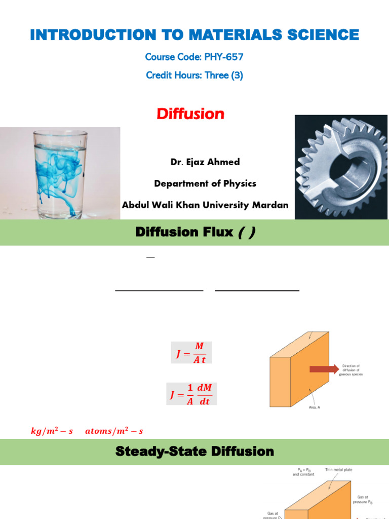 Understanding Diffusion Flux in Materials | PDF | Diffusion | Flux