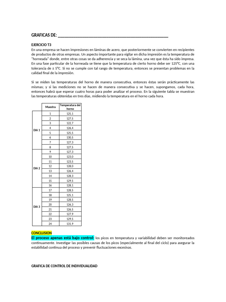 Problema Ejercicio de Grafica de Control | PDF
