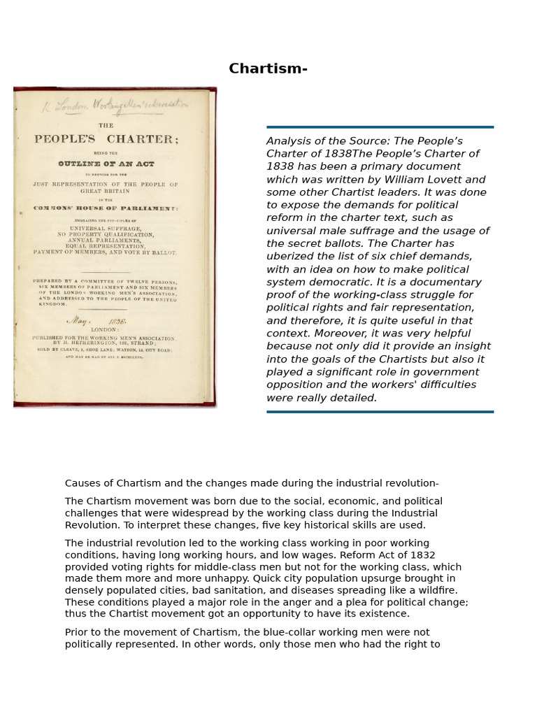 Chartism Report - Summative | PDF | Democracy | Political Ideologies