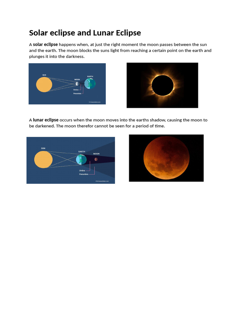 Solar eclipse and Lunar Eclipse- Notes | PDF
