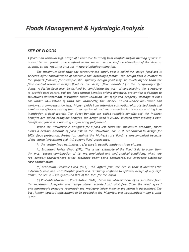 Module 4 Floods Management & Hydrologic Analysis | PDF | Flood | Spillway