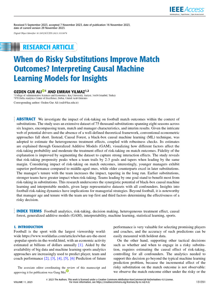 When Do Risky Substitutions Improve Match Outcomes Interpreting Causal Machine Learning Models ...