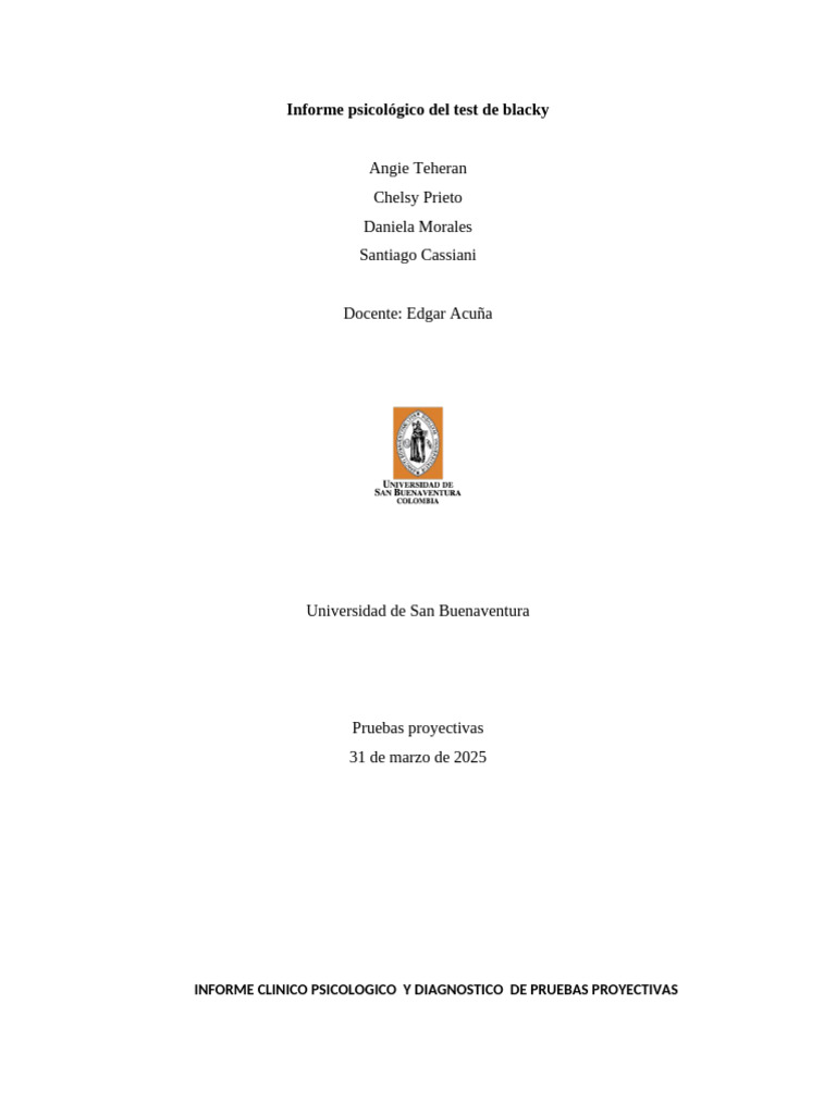 Informe Psicológico Del Test de Blacky R | PDF | Amor | Las emociones
