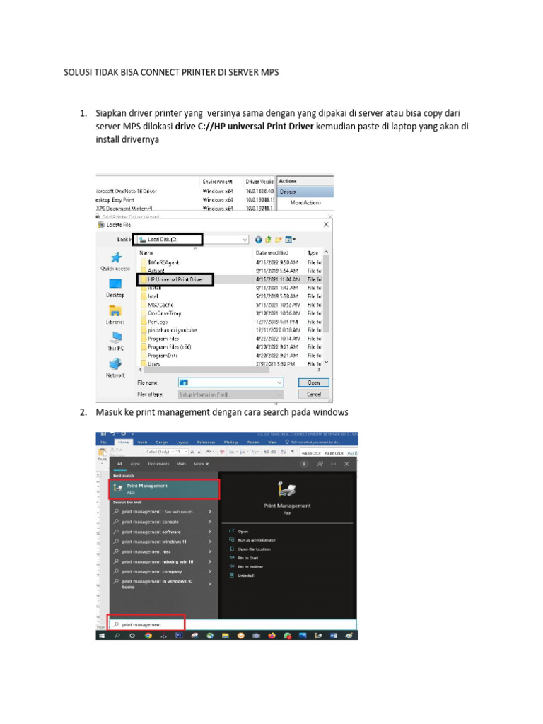 Solusi Tidak Bisa Connect Printer Di Server Mps | PDF