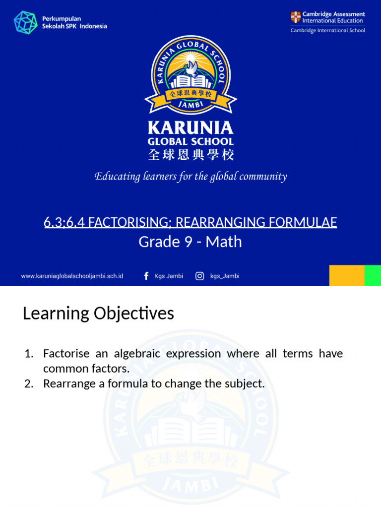 Factorising and Rearranging Formulas | PDF