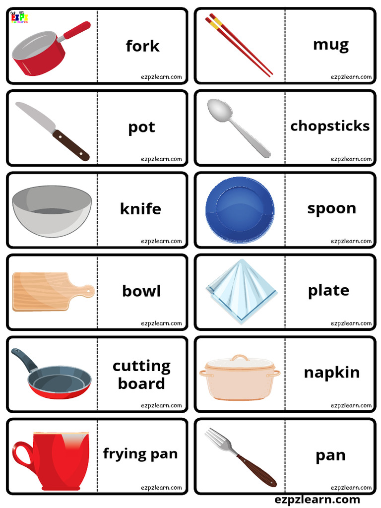 Kitchen Utensils Matching Dominoes | PDF