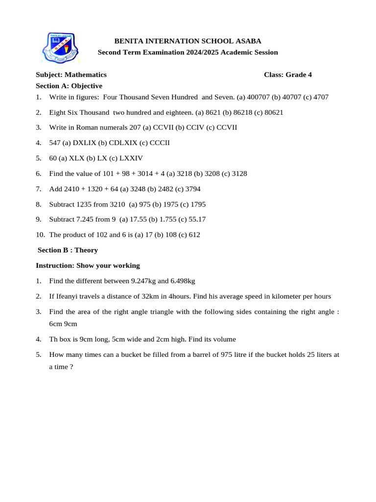 Grade 4 Mathematics 2nd Term | PDF