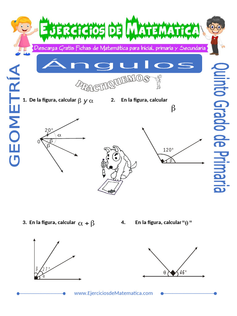 Ejercicios de Ángulos para Quinto Grado | PDF