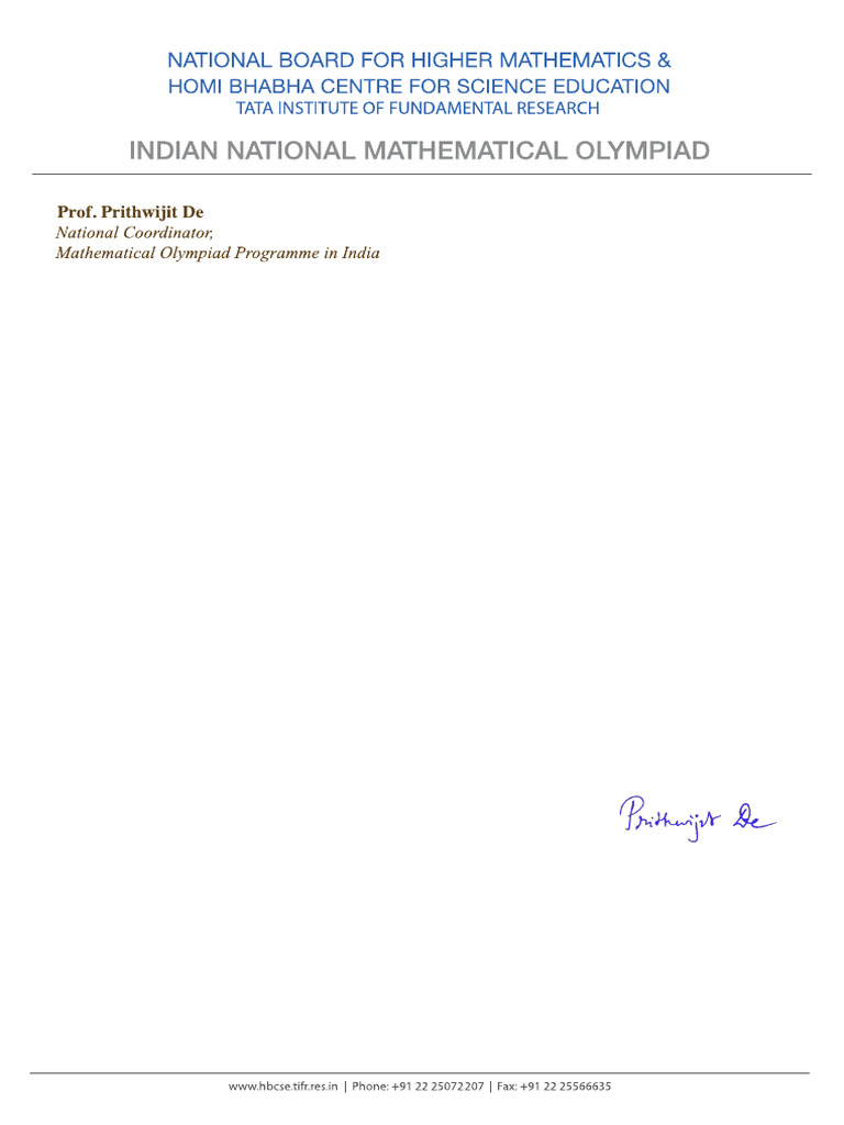 INMO 2025 Admitcard Yash Dubey | PDF