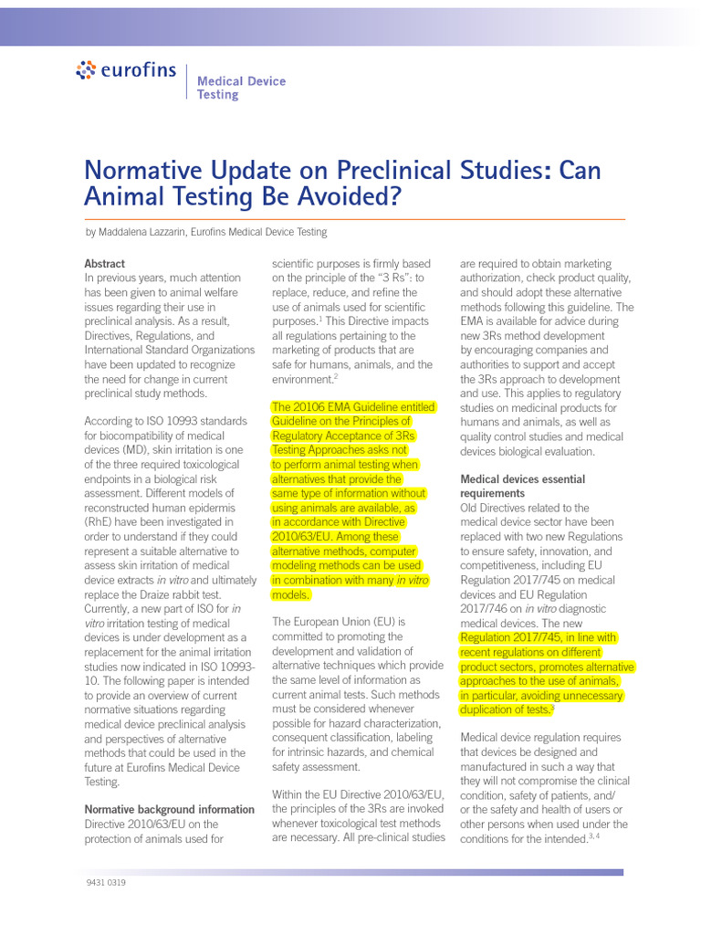 9431 - Normative Update On Preclinical Studies Can Animal Testing Be ...