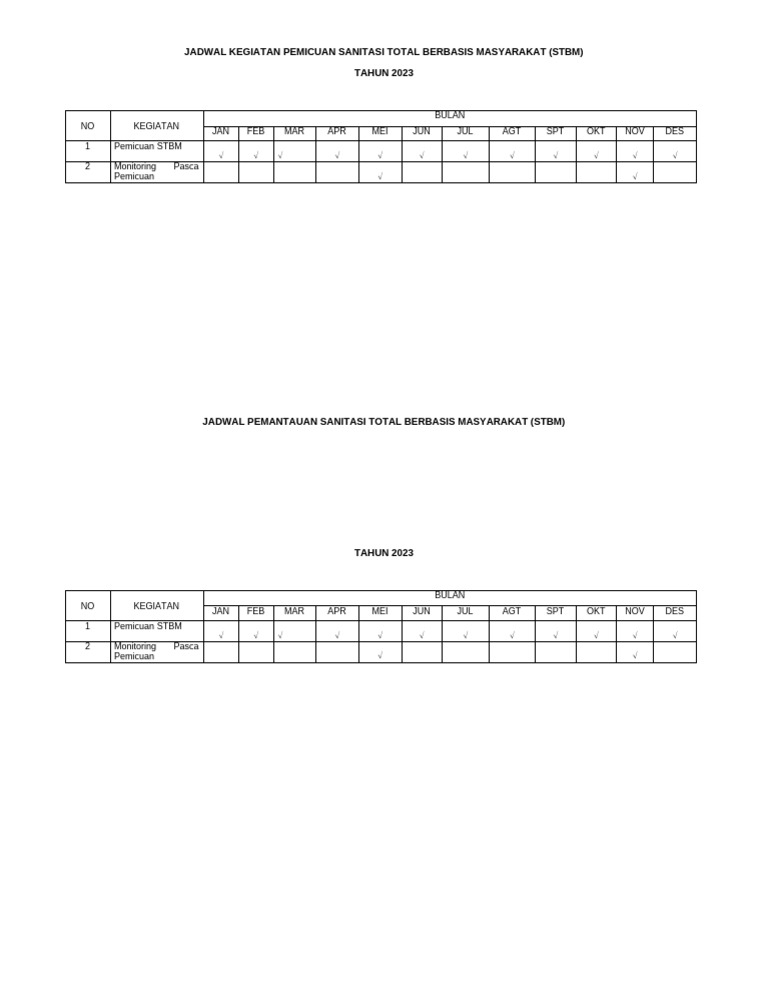 2.6.2. - c.1. Jadwal pemantaun kegiatan kesling tahun 2023 | PDF