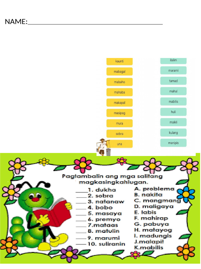 Kasalungat Worksheets | PDF