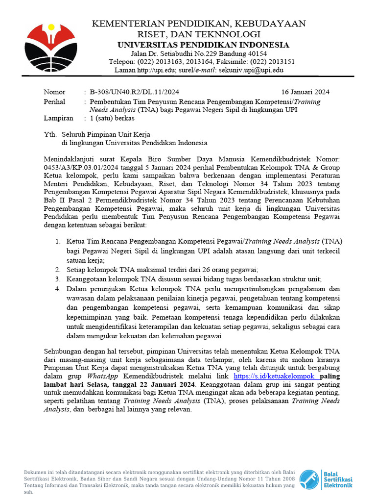 M14.Pembentukan Tim Penyusun Rencana Pengembangan KompetensiTraining Needs Analysis (TNA) Bagi ...