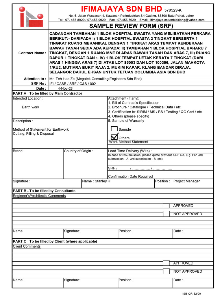 Sr 002 Method Statement Earthwork Pdf 4359