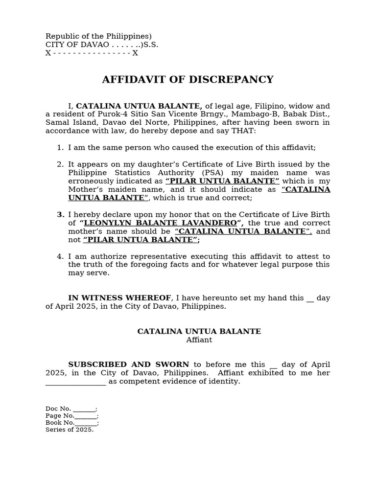 Affidavit Discrepancy Parents | PDF