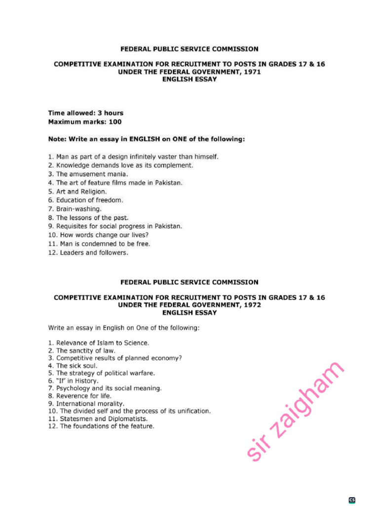 CSS Essay Past 50 Years | PDF