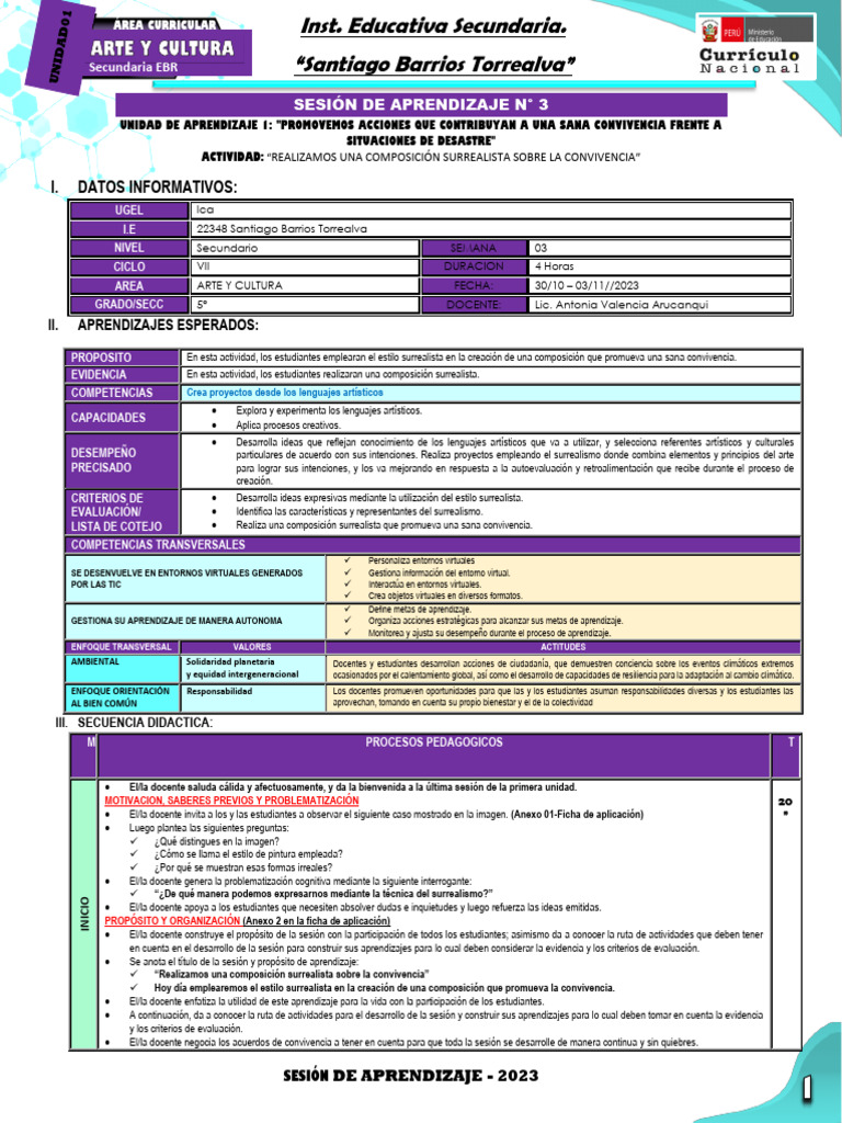5° Ses Act 4-Ayc-U1-Sem 3 | PDF | Maestros | Aprendizaje