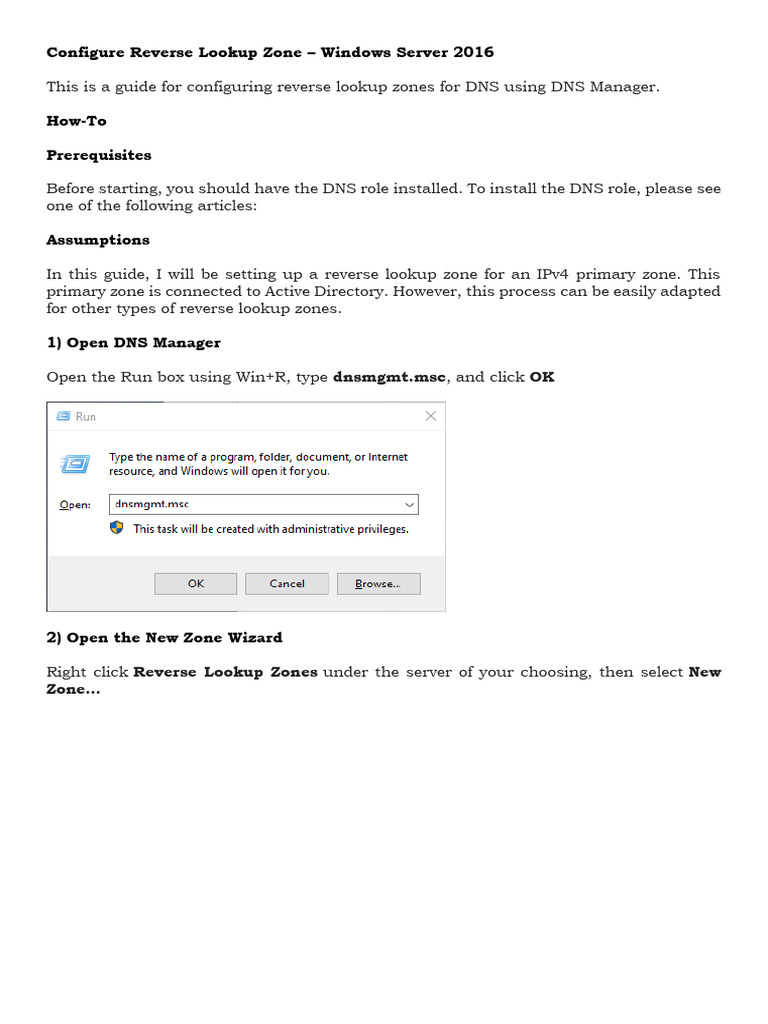 Configure Reverse Lookup Zone | PDF