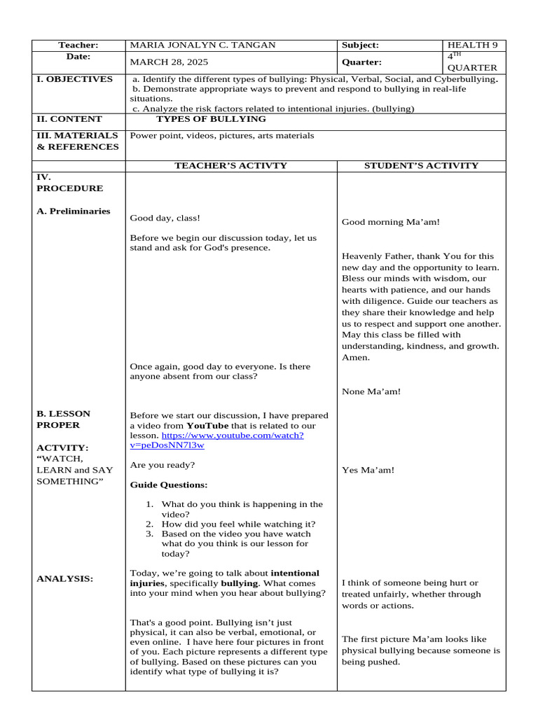 DLP MARIA JONALYN C. TANGAN | PDF | Bullying | Cyberbullying