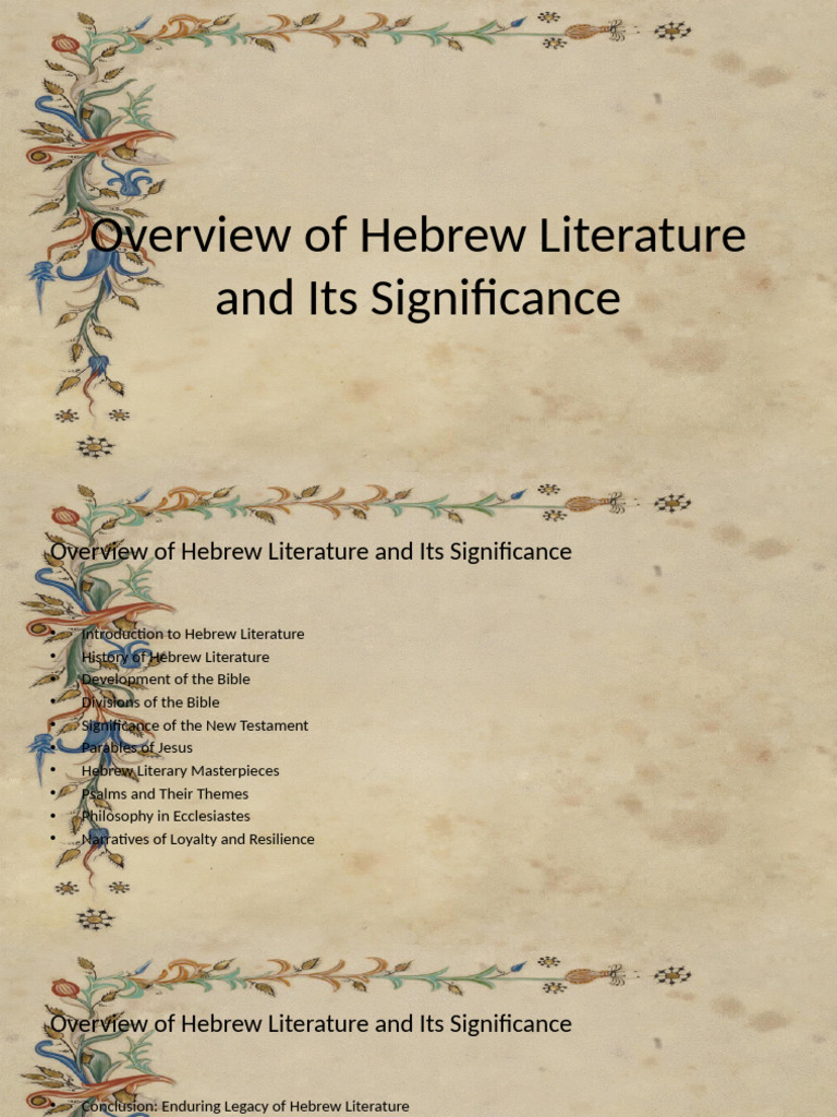 Overview of Hebrew Literature and Its Significance | PDF | Bible ...