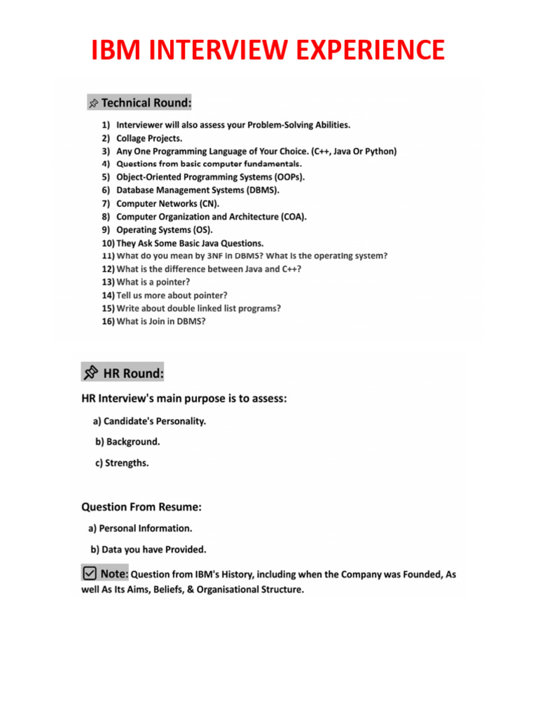 Ibm Interview Experience | PDF