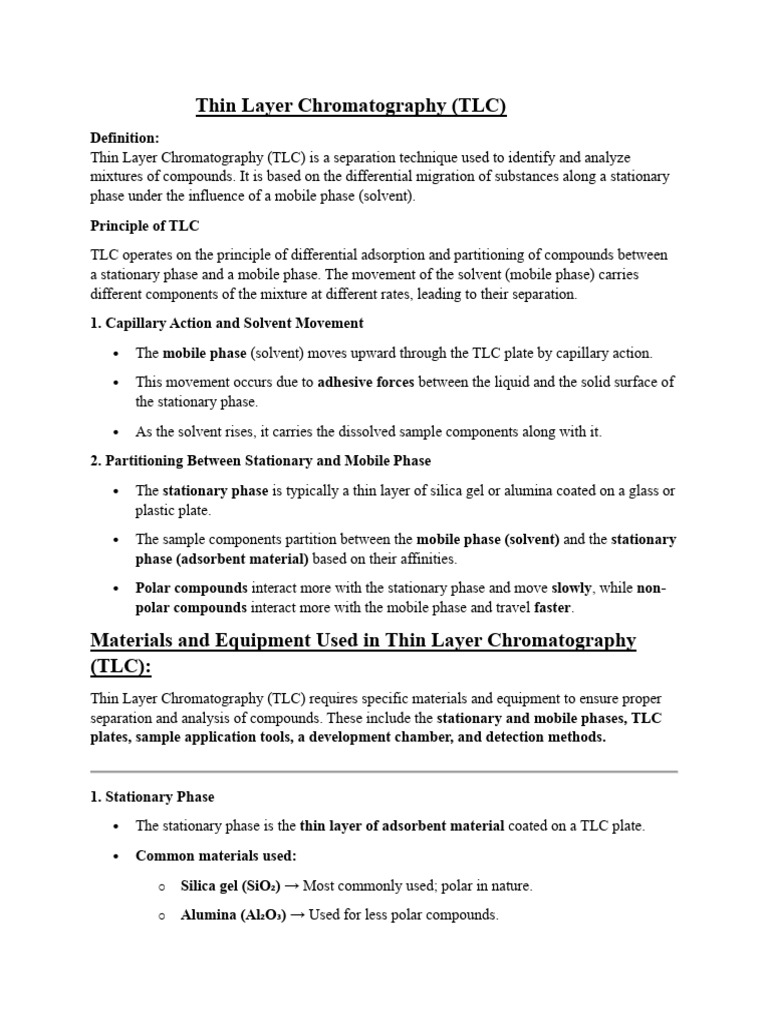Thin Layer Chromatography - 1 | PDF | Thin Layer Chromatography | Chromatography