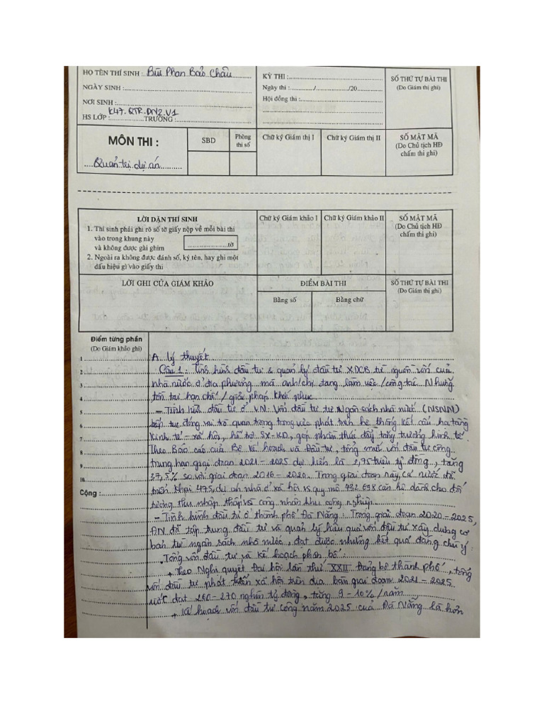 Bùi Phan Bảo Châu - BTVN | PDF